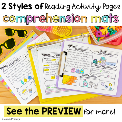 June End of School Year Activities - Summer Reading Comprehension Work