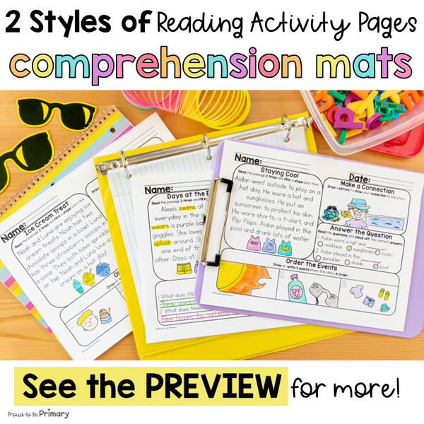 June End of School Year Activities - Summer Reading Comprehension Work