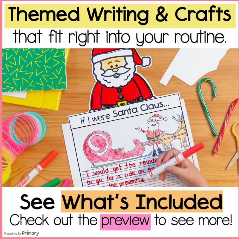 Christmas Activities - Reindeer Craft, Games, Santa Letter - Math & Li