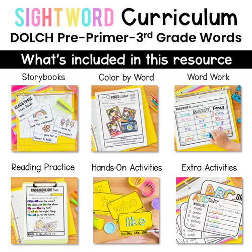 Dolch Sight Word List Practice Activities & Word Work Pre-Primer-3rd S