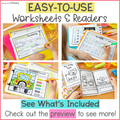 1st Grade Back to School Literacy Centers, Worksheets & Reader