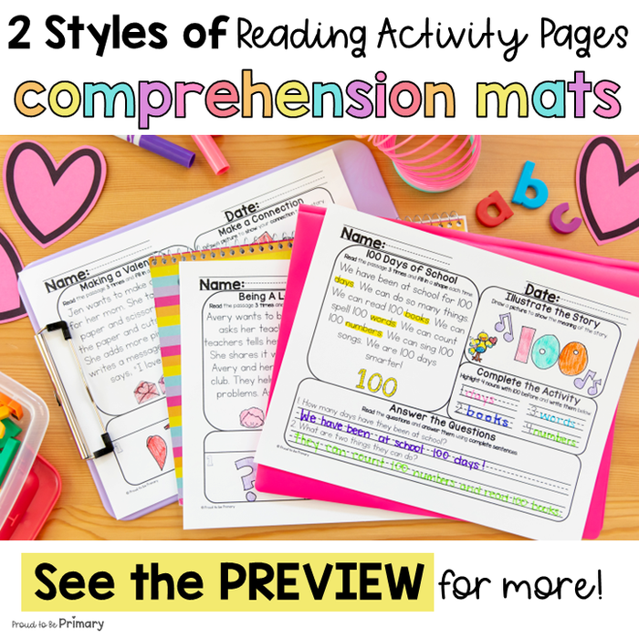 February Reading Comprehension Passages: Daily Comprehension Mats
