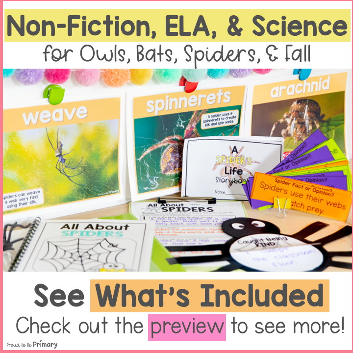 Fall Life Science Units - Owls, Bats, and Spiders Worksheets Activitie ...