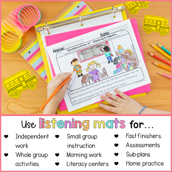 September Back to School Following Directions & Listening Read & Draw