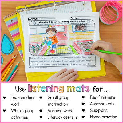 Following Directions Activity Listening Comprehension Listen Color Rea