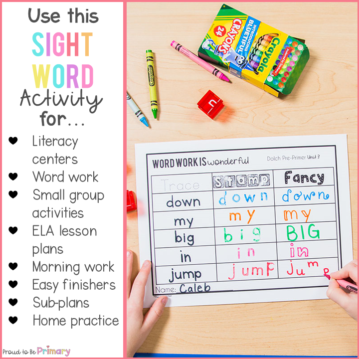 Dolch Sight Word Worksheets – Proud to be Primary