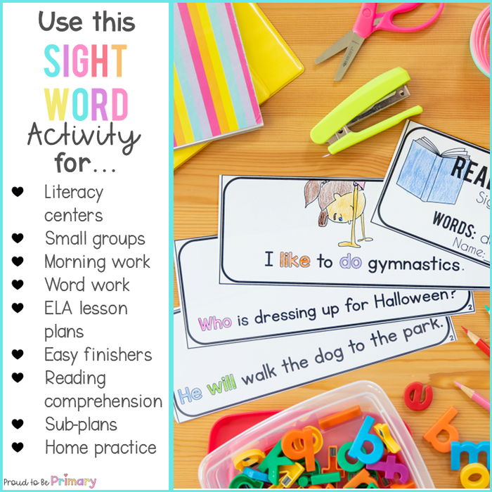 Dolch Printable Sight Word Sentence Books Pre Primer Kindergarten 1st