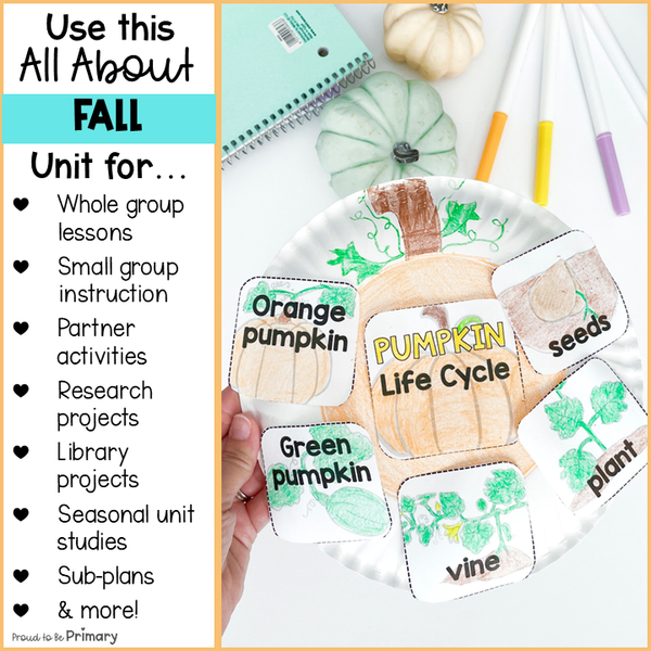 Fall Leaves Pumpkin Apple Unit, Science, Writing Activities, Craft, Li