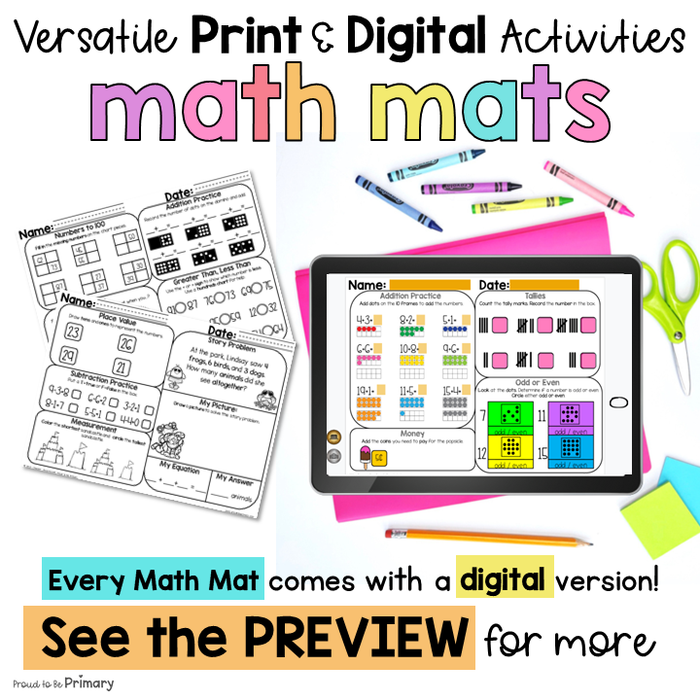 Summer Math Review Worksheets for First Grade