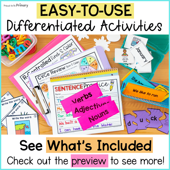 1st Grade Winter Literacy Centers, Worksheets & Reader – Proud to be ...