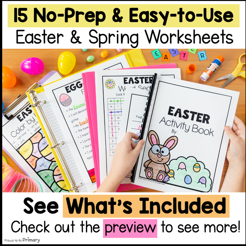 Easter Coloring Page Worksheets Word Search Spring Break Activity Packet