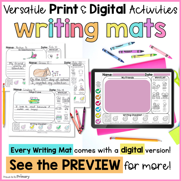 February Valentines Day Writing Center Prompts Paper Morning Work Acti