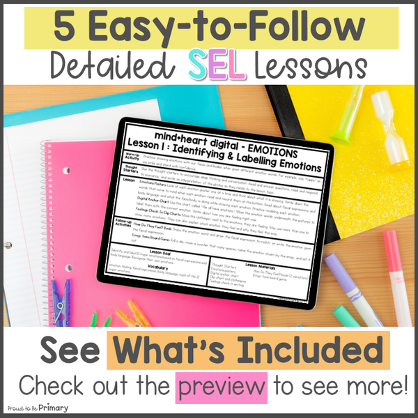 Digital K-2 Emotions Lessons & Social Emotional Learning Activities