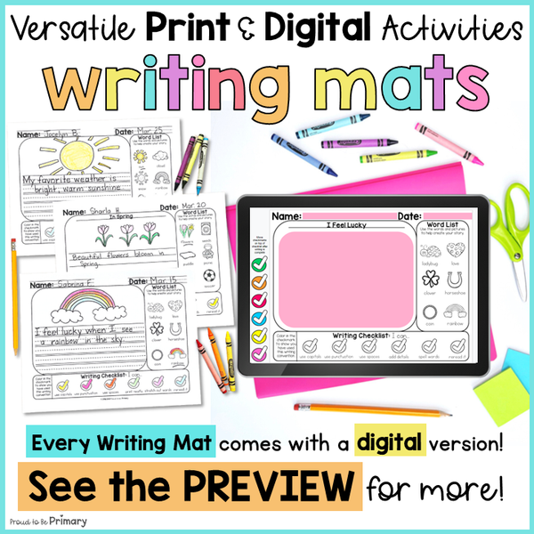 March St Patricks Day Spring Writing Center Prompt Paper Morning Work