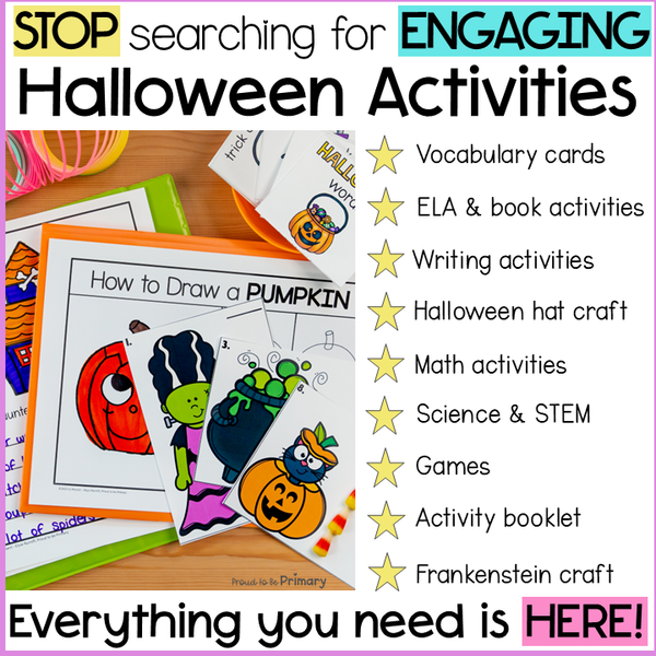 Halloween Party Fun Packet, Bulletin Board, Writing Prompts, Craftivit