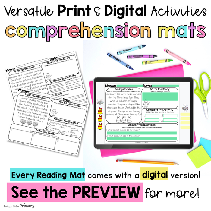 December Reading Comprehension Passages: Daily Comprehension Mats