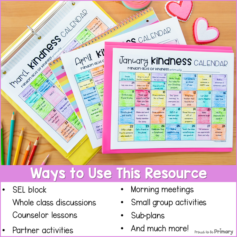 Kindness Classroom Challenge, Calendars, & Activities - Random Acts of