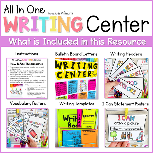 Writing Center for Kindergarten, First, and Second Grade Classrooms