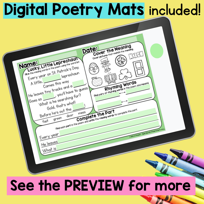 March Spring St Patricks Day Poems Poetry Reading Comprehension Mornin