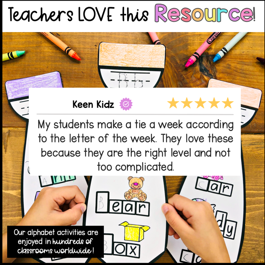 Alphabet Letter Tie Craft - Literacy Center - Small Group Activities