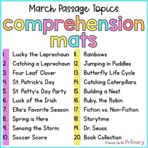 March Spring Morning Work Reading Comprehension Fluency Passages Quest