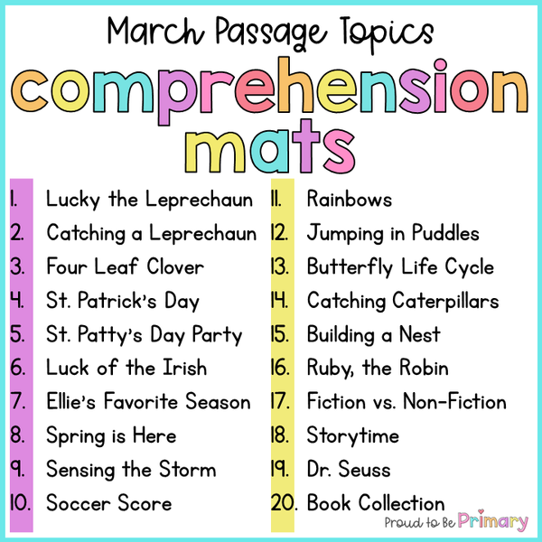 March Reading Comprehension Passages – Proud to be Primary