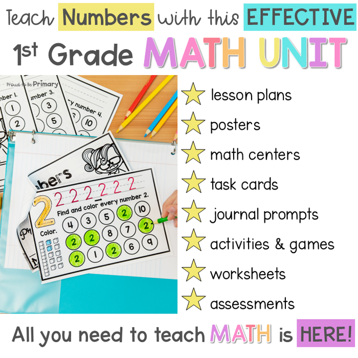 Grade 1 Math Numbers to 20 Unit - First Grade Math Centers, Lessons