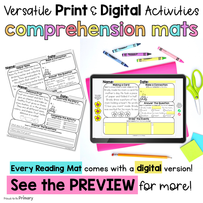 May Spring Mother's Day Morning Work Reading Comprehension Passages Qu