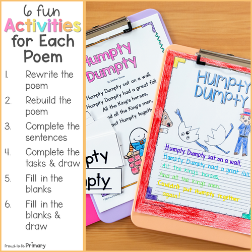 Nursery Rhymes - 20 Weekly Poems for Poetry Shared Reading & Fluency A