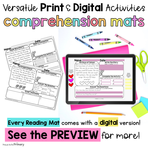 February Reading Comprehension Passages: Daily Comprehension Mats