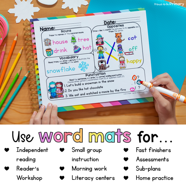 Winter Word Work Activities for January & New Years - Literacy Center