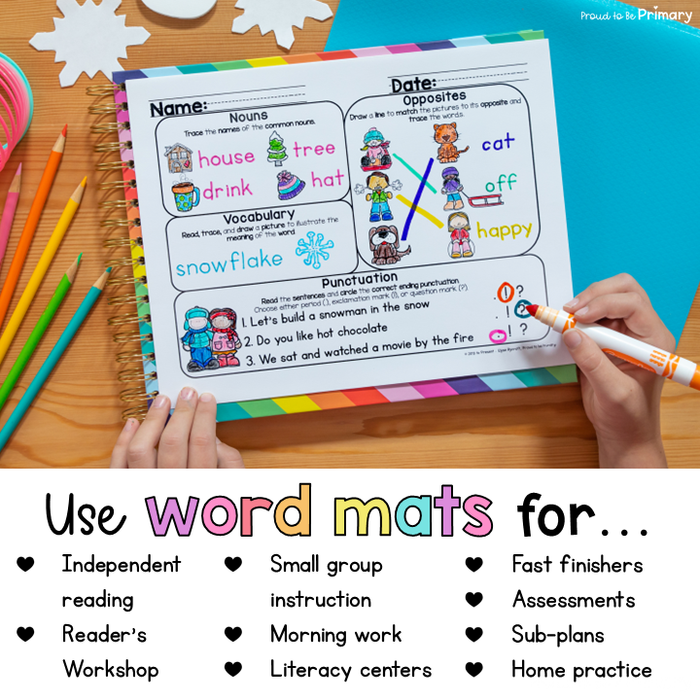 Winter Word Work Activities for January & New Years - Literacy Center