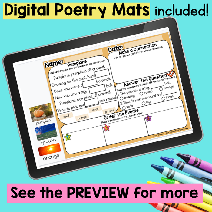 October Fall Morning Work Poems of the Week Worksheets & Reading Activ
