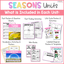 Spring Summer Fall Winter Writing & Reading Activities, Crafts, Scienc