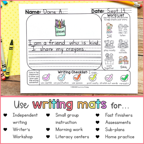 Back to School Writing Prompts, Paper, Journal Activities for Writing