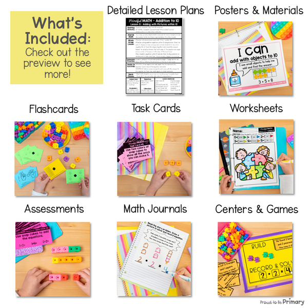 Addition to Ten Math Unit for Kindergarten