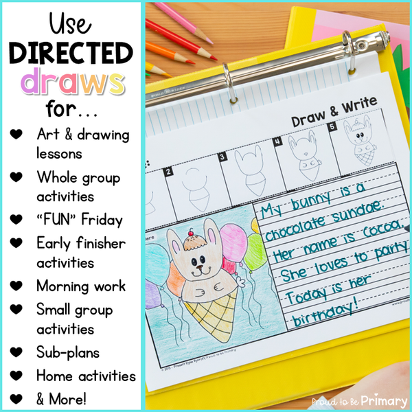 Directed Drawing Writing Reading Animals, Dinosaurs, Magical Unicorn