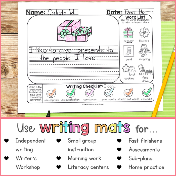 December Christmas Holiday Writing Center Activities Prompts Paper Mor