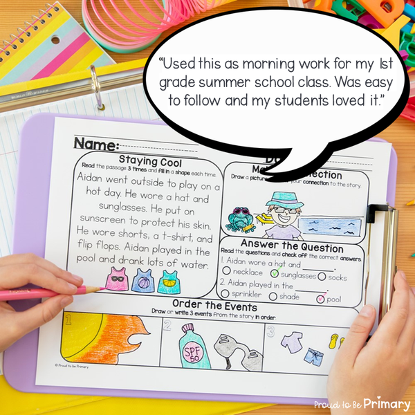 June End of School Year Activities - Summer Reading Comprehension Work
