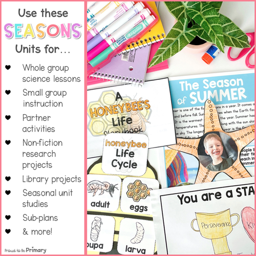 Spring Summer Fall Winter Writing & Reading Activities, Crafts, Scienc