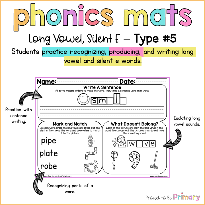 Long Vowel CVCE Silent E Worksheets, Decodable Passages & Phonics Acti ...