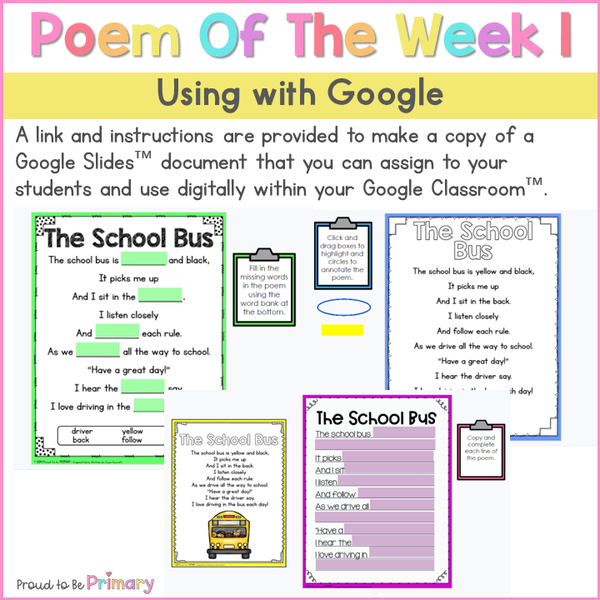 Poem of the Week - 22 Weekly Poems & Poetry Shared Reading & Fluency A