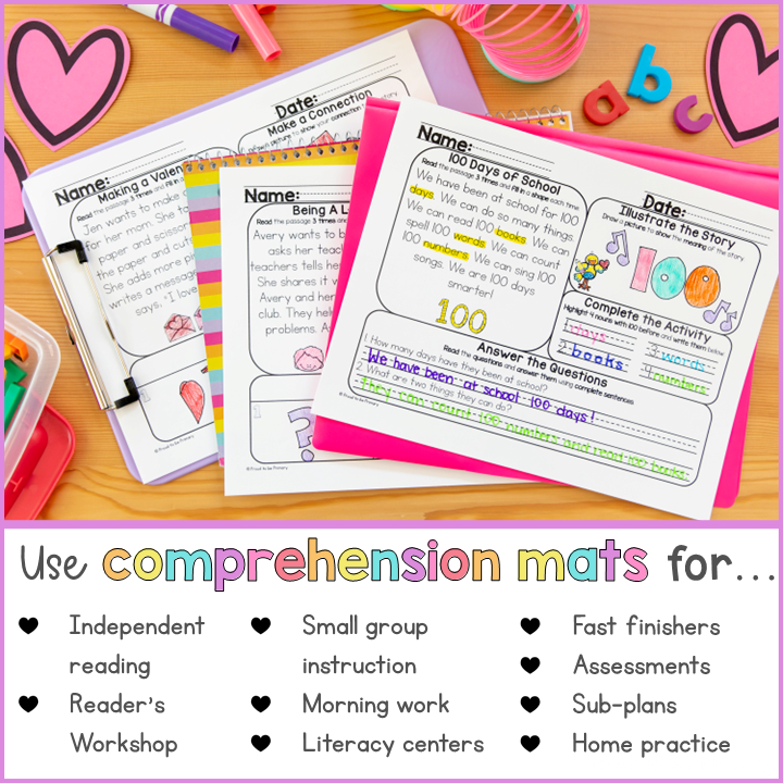February Reading Comprehension Passages: Daily Comprehension Mats ...