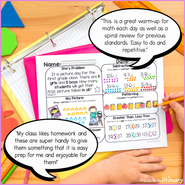 Back to School Math Worksheets - 1st Grade Math Spiral Review & Mornin