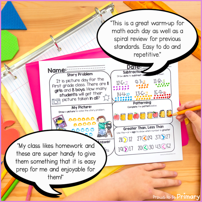 Back to School Math Worksheets - 1st Grade Math Spiral Review & Mornin