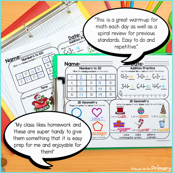 December Christmas Math Morning Work Worksheet Activities 1st Grade Ma