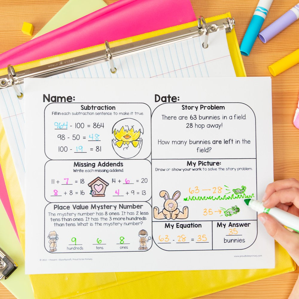 April Math Spiral Review Worksheets for 2nd Grade – Proud to be Primary