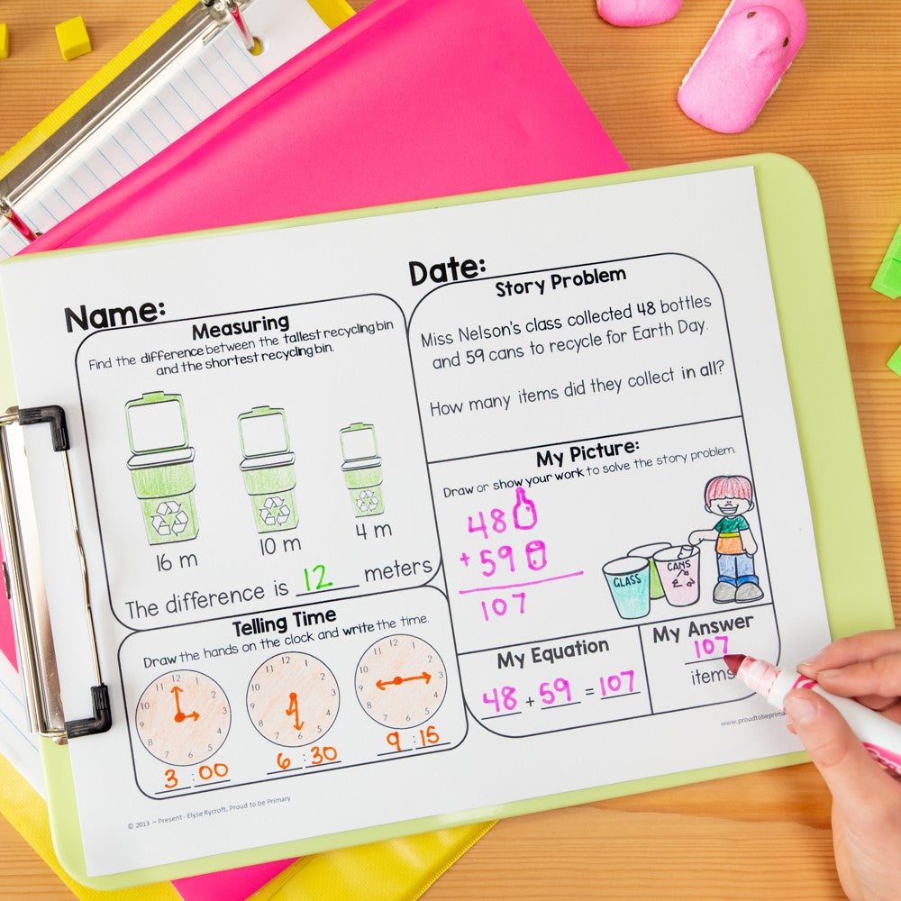 April Math Spiral Review Worksheets for 2nd Grade – Proud to be Primary