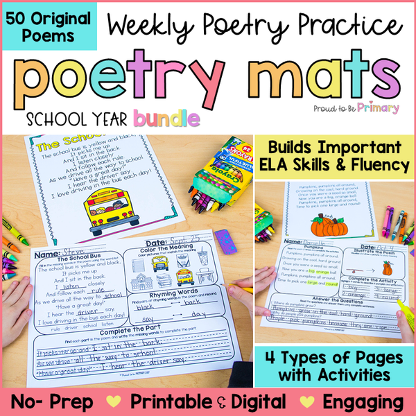 Poetry Writing & Activities Bundle - Shared Reading, Weekly Poems - Po