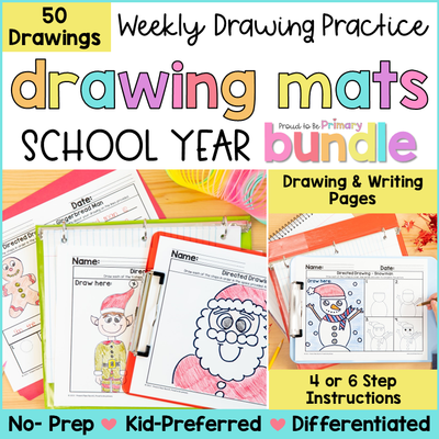 Directed Drawing Art & Writing Activities Bundle + Free Calendar
